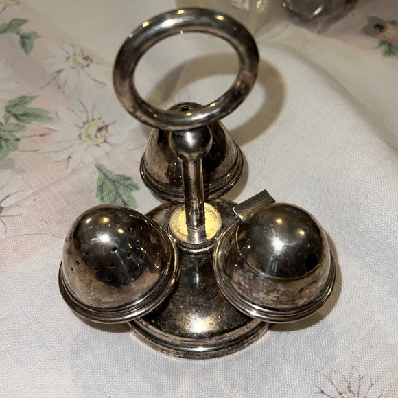 England | Kitchen | Vintage Epns England Silver Condiment Set Cobalt ...